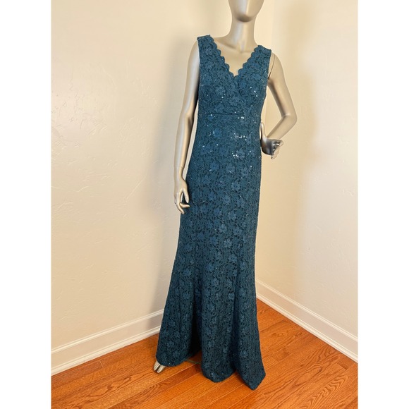 Onyx Nite | Dresses | Onyx Nite Teal Sequin Lace Maxi Formal Evening ...